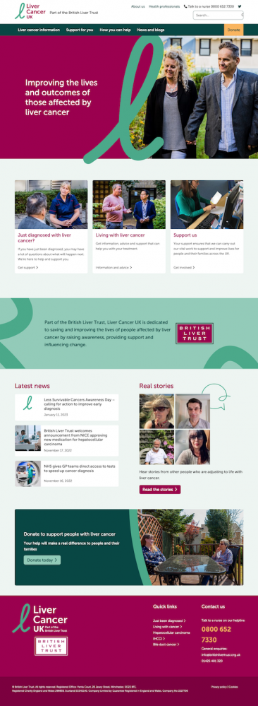 Liver Cancer UK | Charity web design example | Charity & Biscuits